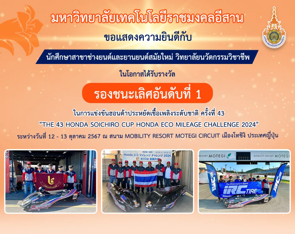 RMUTI makes a national name, winning 1st runner-up in the international ...